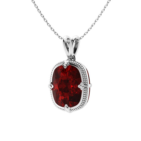 Leal Necklace with Cushion cut Garnet | 3.5 carats Rectangle Garnet ...