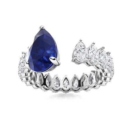 Leiana Ring with Pear Lab-created Sapphire, VS Diamond | 7.13 carats ...