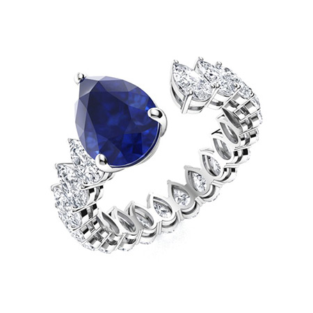 Leiana Ring with Pear Lab-created Sapphire, VS Diamond | 7.13 carats ...