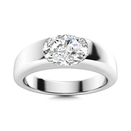 Leif Men's Ring with Oval Moissanite | 1.25 carats Oval Moissanite Men's Ring in 14k White Gold ...