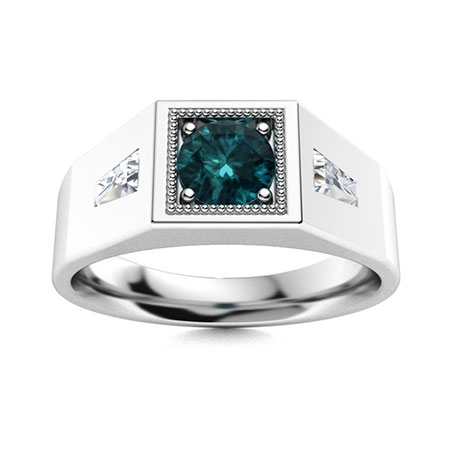 Levin Men's Ring with Round Blue Diamond, VS Diamond | 0.79 carats ...