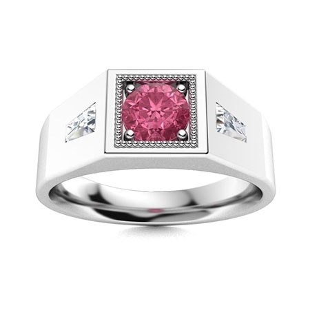 Men's Pink Sapphire Wedding Bands | Men's Pink Sapphire Rings | Diamondere