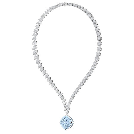 Lilybet Necklace with Cushion cut Aquamarine, VS Diamond, SI Diamond ...