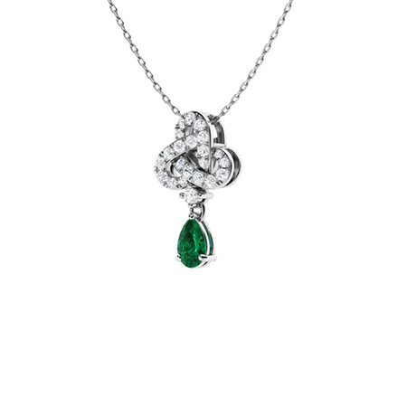 Lore Necklace with Pear Emerald, SI Diamond | 0.56 carats Tear Drop ...