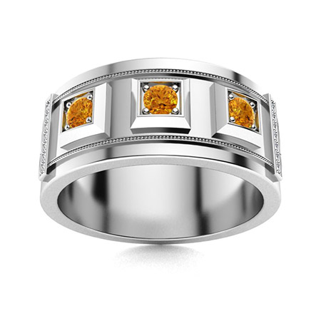 Men's Orange Sapphire Wedding Bands | Men's Orange Sapphire Rings ...