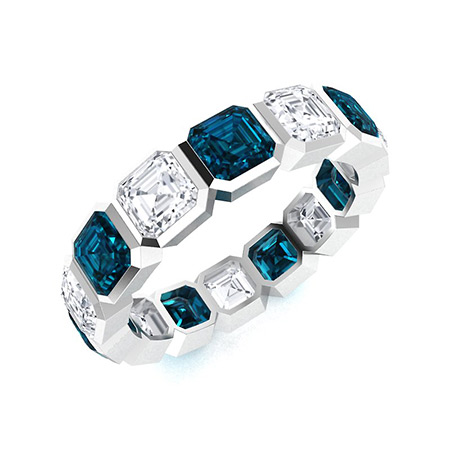 Luxe Ring with Emerald cut London Blue Topaz, VS Diamond | 5.6 carats ...