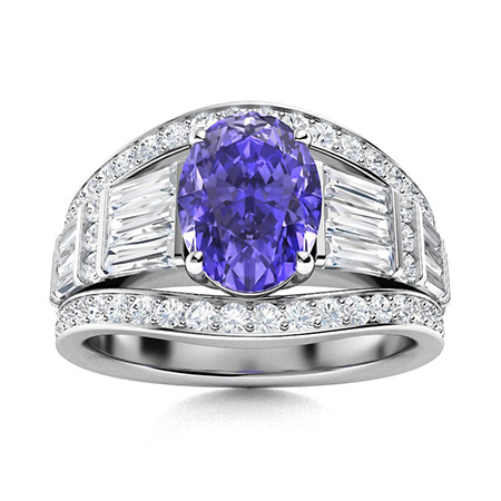 Maddie Ring with Oval Tanzanite, VS Diamond, SI Diamond | 3.95 carats ...