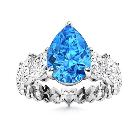 Madwed Ring with Pear Blue Topaz, VS Diamond | 6.05 carats Tear Drop ...
