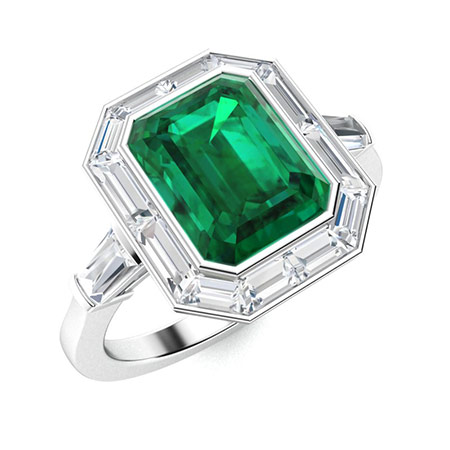 Magnolia Ring with Emerald cut Emerald, VS Diamond | 3.28 carats ...