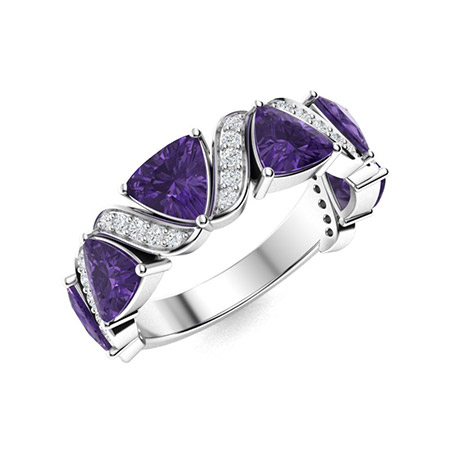 Magnus Ring with Triangle cut Amethyst, SI Diamond | 4.38 carats ...