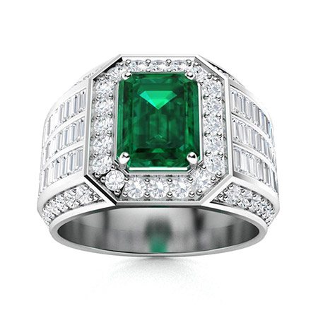 Men's Lab Created Emerald Wedding Bands | Men's Lab Created Emerald ...