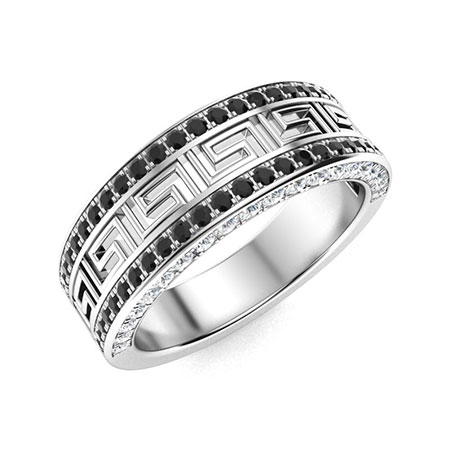 Malayah Men's Ring with Round Black Diamond, SI Diamond | 0.85 carats ...