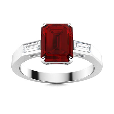 Mancini Ring with Emerald cut Garnet, VS Diamond | 1.98 carats ...