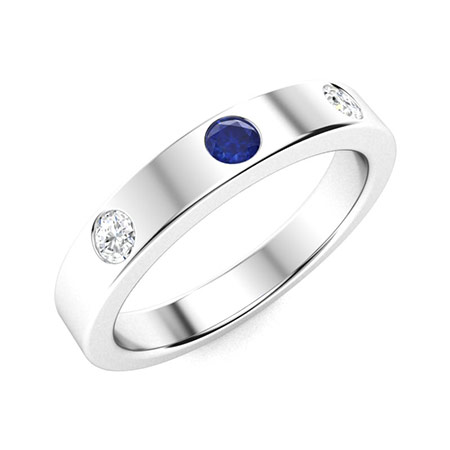 Marvel Men's Ring with Round Sapphire, SI Diamond | 0.36 carats Round ...