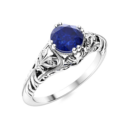 Melina Ring with Round Sapphire | 0.57 carats Round Sapphire Vintage ...