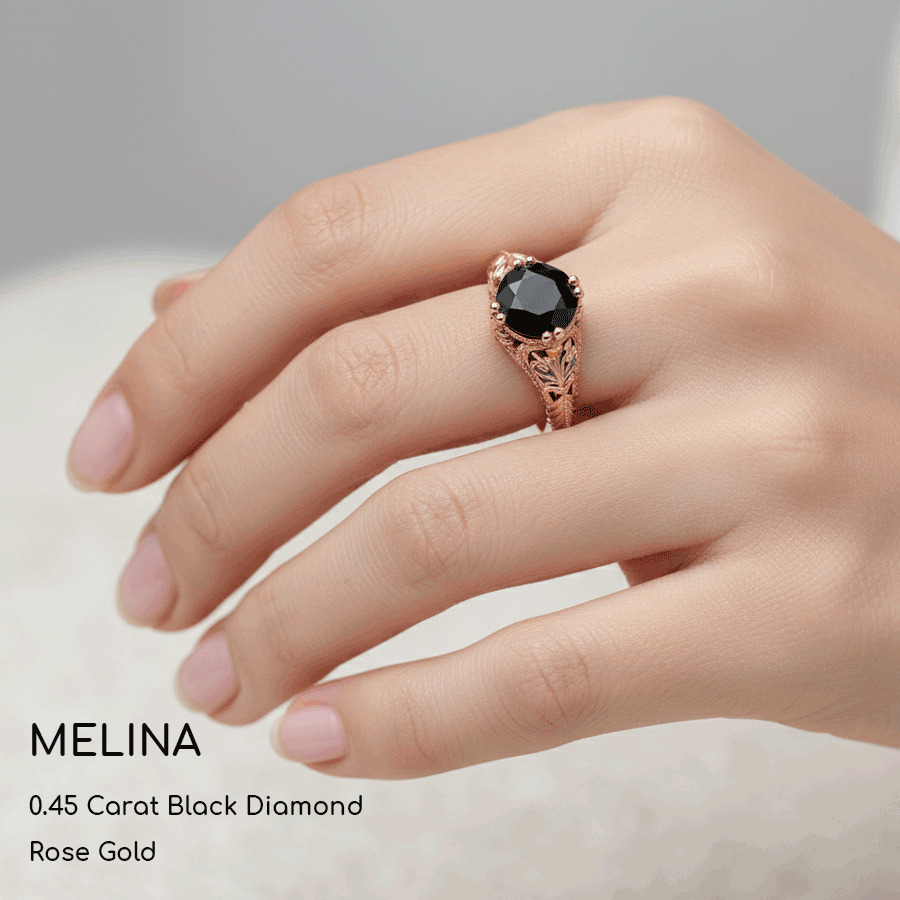 Melina Ring with Round Sapphire | 0.57 carats Round Sapphire Vintage ...