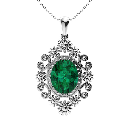 Lab-Created Emerald Necklaces | Lab-Created Emerald Pendants | Diamondere