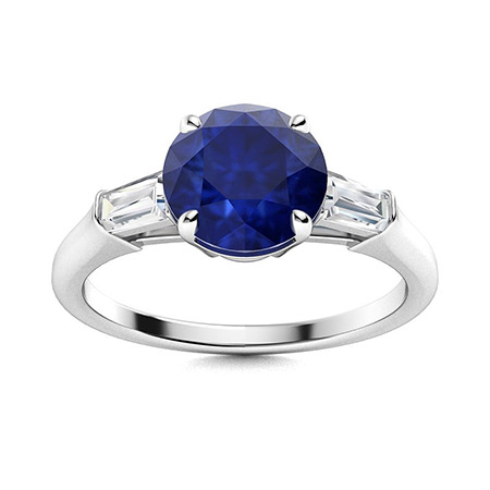 Nandar Ring with Round Sapphire, VS Diamond | 1.9 carats Round Sapphire ...