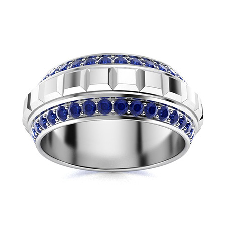 Norma Men's Ring with Round Sapphire | 1.08 carats Round Sapphire Men's ...