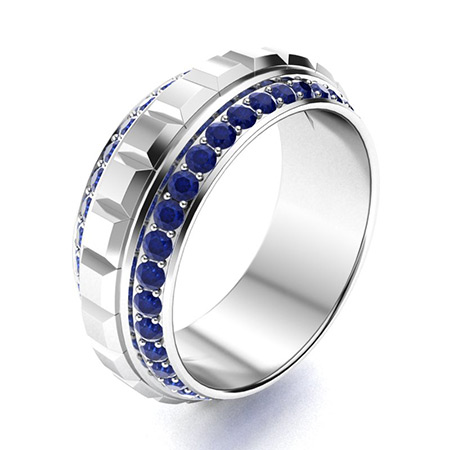 Norma Men's Ring with Round Sapphire | 1.08 carats Round Sapphire Men's ...
