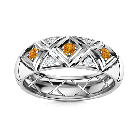 Men's Orange Sapphire Wedding Bands | Men's Orange Sapphire Rings ...