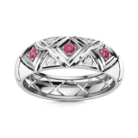 Men's Pink Sapphire Wedding Bands | Men's Pink Sapphire Rings | Diamondere
