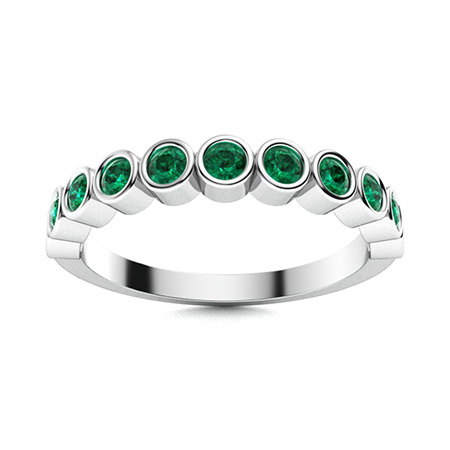 Oak Ring with Round Emerald | 0.33 carats Round Emerald Wedding Ring in ...