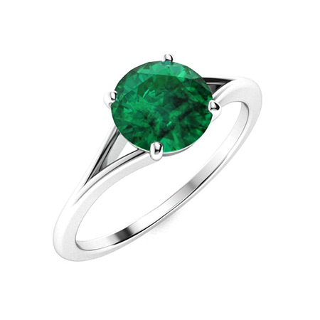 Ora Ring with Round Emerald | 0.95 carats Round Emerald Solitaire Ring ...
