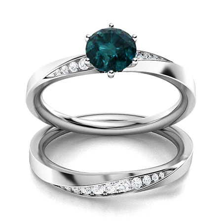Oregon Ring with Round Blue Diamond, SI Diamond | 0.58 carats Round ...