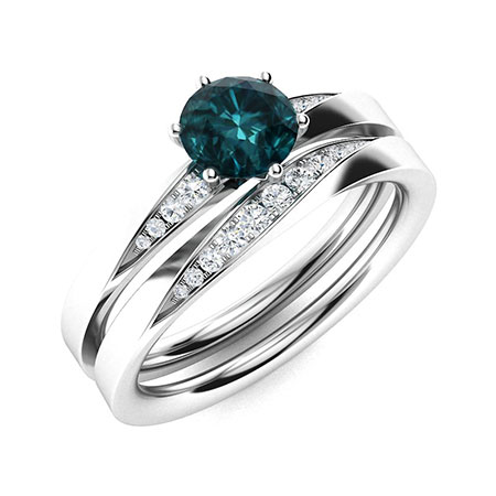 Oregon Ring with Round Blue Diamond, SI Diamond | 0.58 carats Round ...