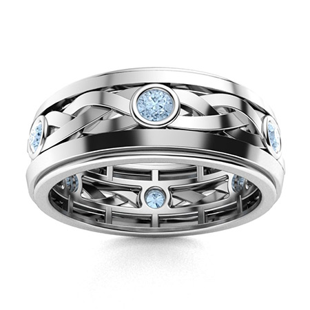 Mens Aquamarine Wedding Band