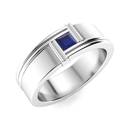 Pearce Men's Ring with Princess cut Sapphire | 0.1 carats Square ...