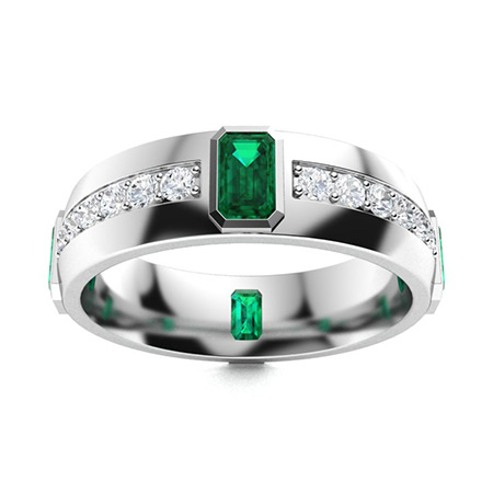Men's Lab Created Emerald Wedding Bands | Men's Lab Created Emerald ...