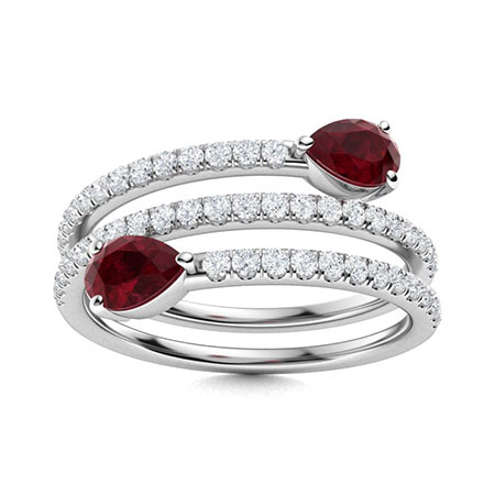 Pietro Ring with Pear Ruby, SI Diamond | 1.09 carats Tear Drop Ruby ...