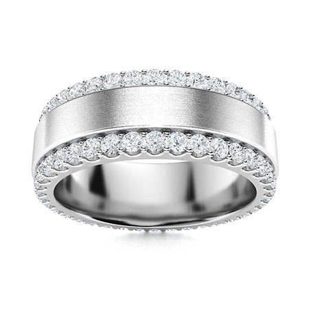 Pollen Men's Ring with Round White Sapphire | 1.9 carats Round White Sapphire Men's Ring in 14k ...