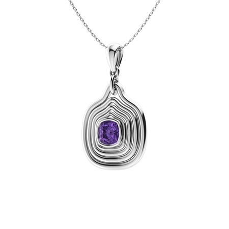 Preston Necklace with Cushion cut Amethyst | 0.42 carats Rectangle ...