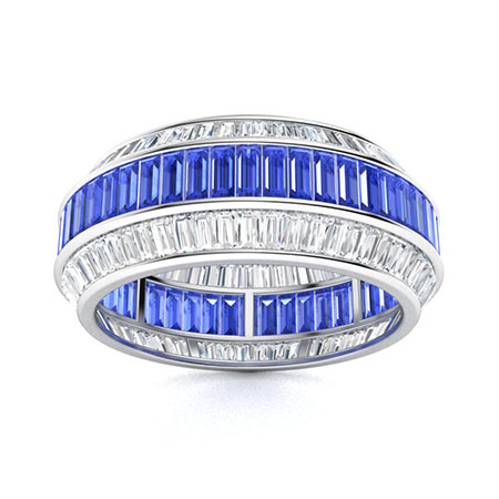 Protea Ring with Baguette Ceylon Sapphire, VS Diamond | 5.3 carats ...