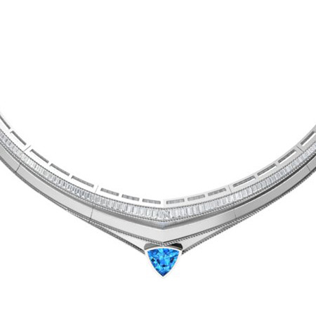 Radiance Necklace with Triangle cut Blue Topaz, VS Diamond | 7.13 ...