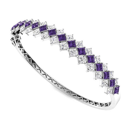 Rayne Bangle with Princess cut Amethyst, VS Diamond | 6.3 carats Square ...