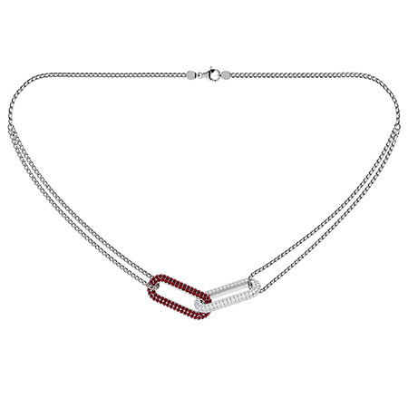 Rourke Necklace with Round Ruby, SI Diamond | 3.19 carats Round Ruby ...