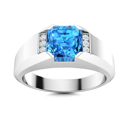 Men's Blue Topaz Wedding Bands | Men's Blue Topaz Rings | Diamondere