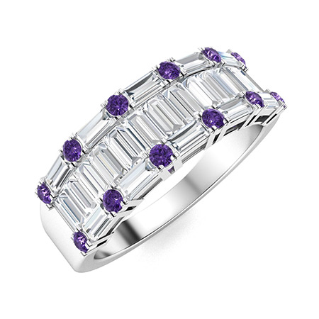 Saber Ring with Round Amethyst, VS Diamond | 1.57 carats Round Amethyst ...