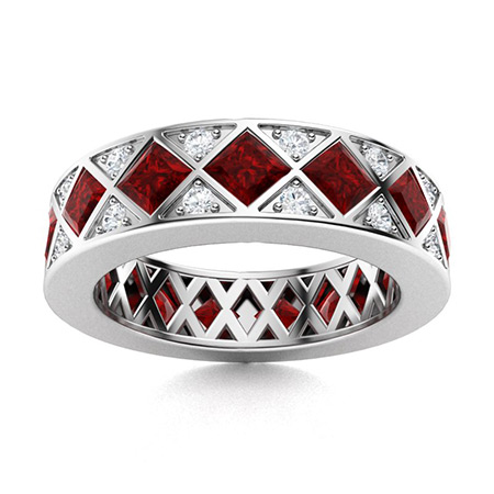 Salomon Ring with Princess cut Garnet, SI Diamond | 2.79 carats Square ...