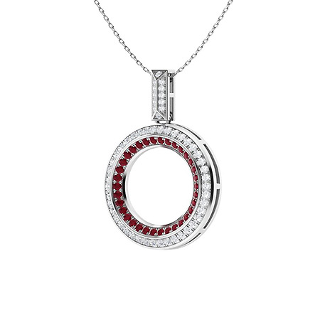 Sharkey Necklace with Round Ruby, SI Diamond | 0.78 carats Round Ruby ...