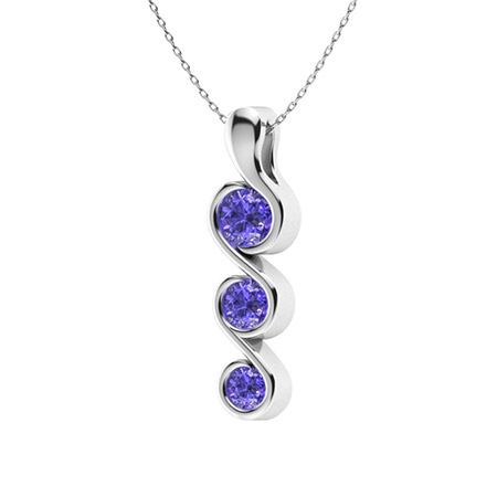 Shawn Necklace with Round Tanzanite | 0.71 carats Round Tanzanite ...