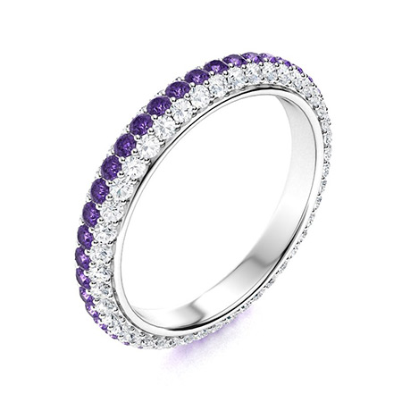 Shin Ring with Round Amethyst, SI Diamond | 1.8 carats Round Amethyst ...