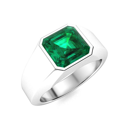Simon Men's Ring with Emerald cut Emerald | 2.5 carats Rectangle ...