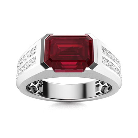 Men's Lab Created Ruby Wedding Bands | Men's Lab Created Ruby Rings | Diamondere