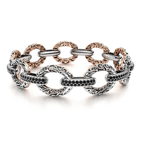 Solomon Bracelet with Round Black Diamond | 1.89 carats Round Black ...
