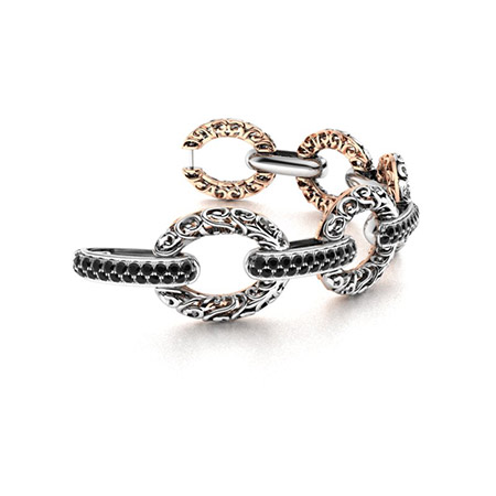 Solomon Bracelet with Round Black Diamond | 1.89 carats Round Black ...